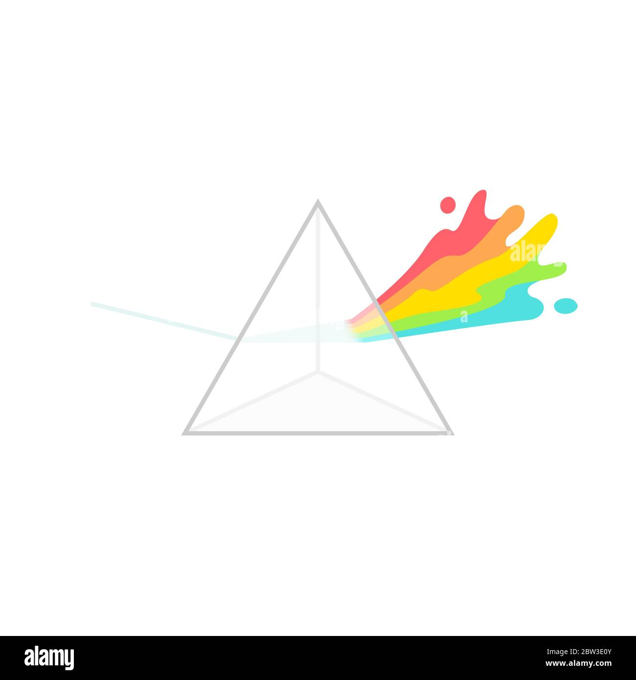 White light dispersion triangle prism colorful on white background ...