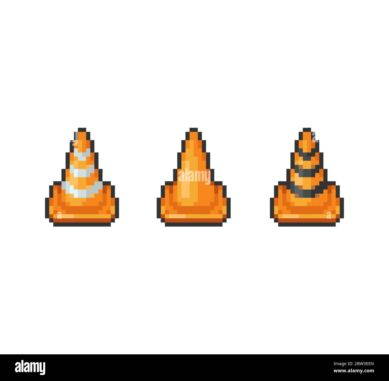 Pixel art 8-bit Road safety traffic cones set - isolated vector ...