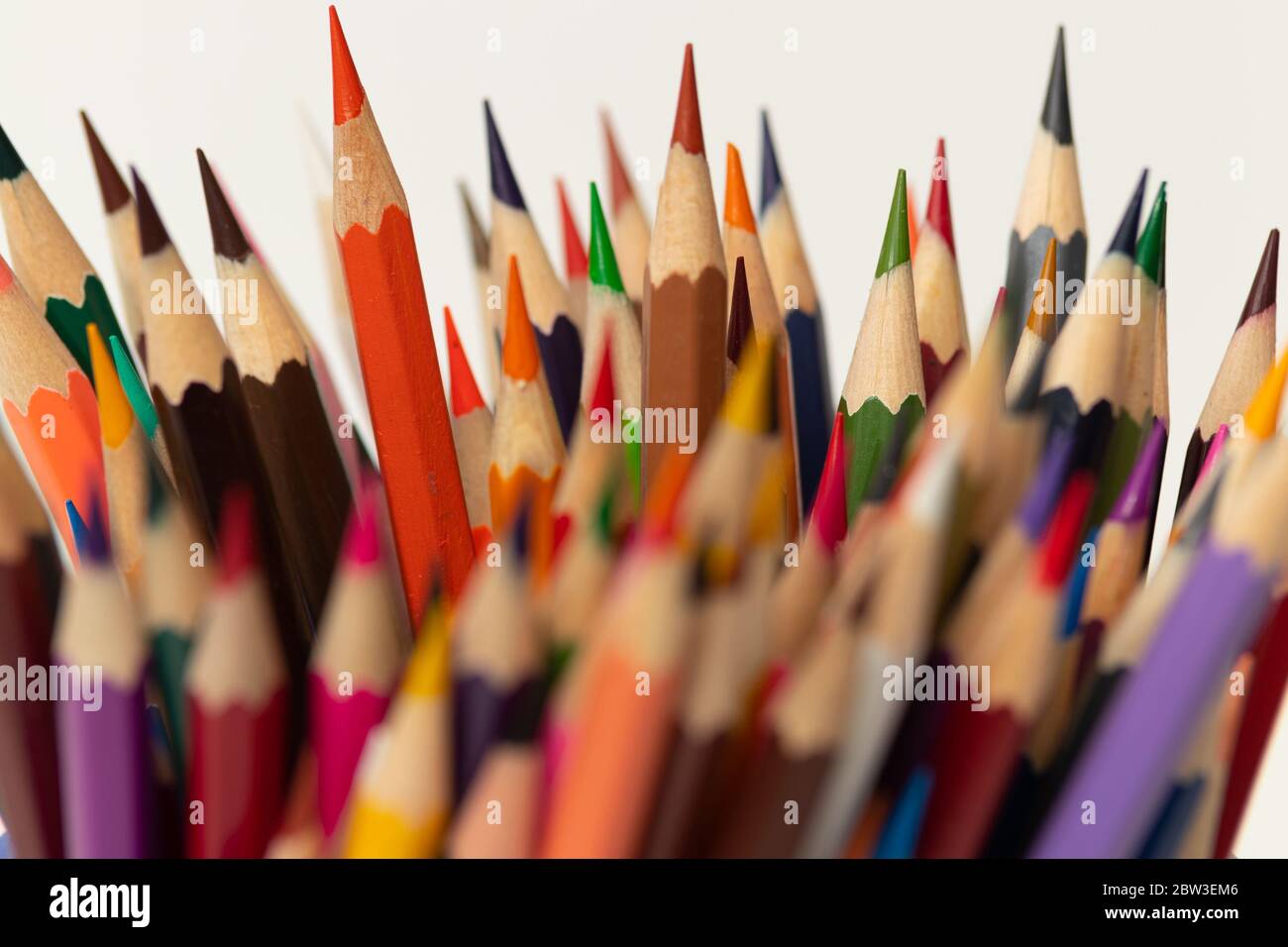 Many different colored pencils for children are brought together Stock ...