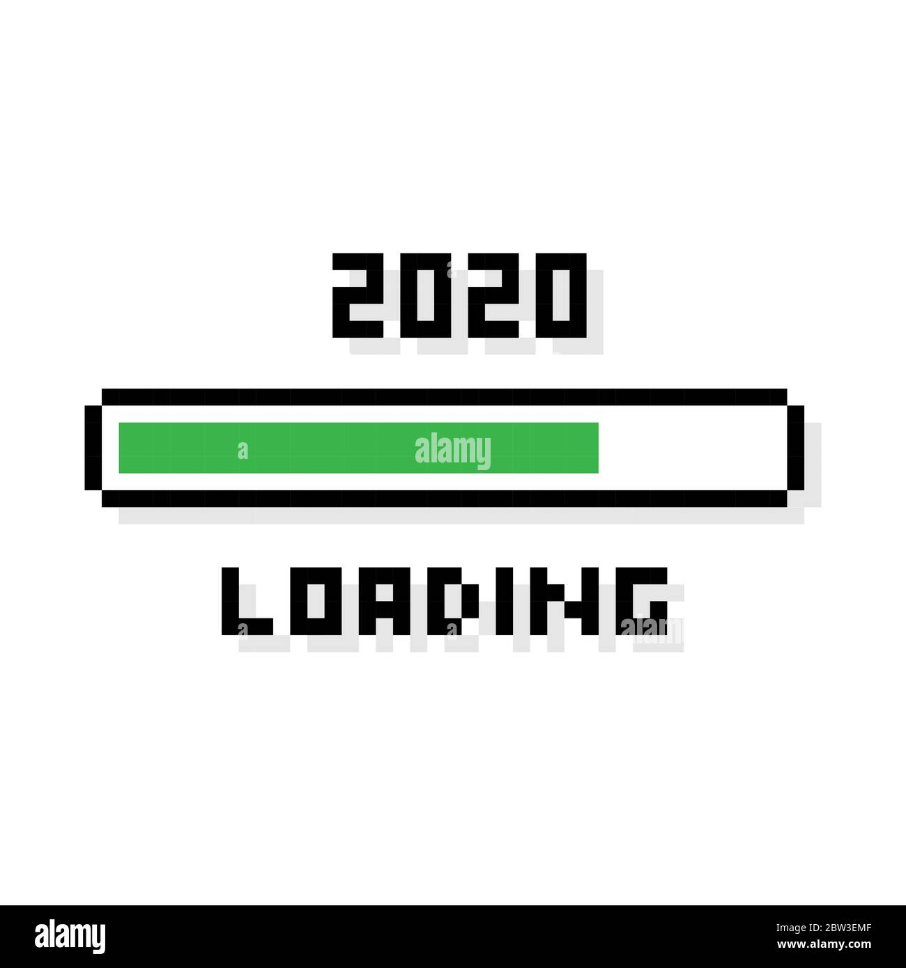 Pixel art 8-bit 2020 year green loading bar - isolated vector illustration Stock Vector Image ...