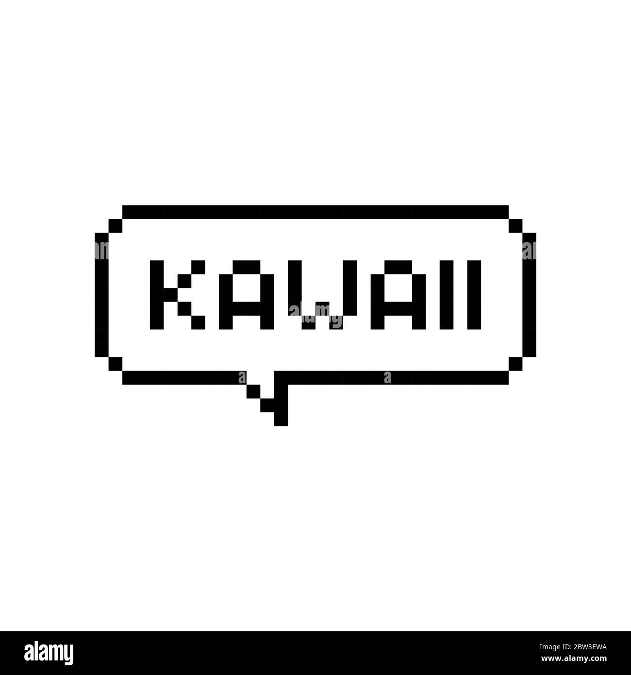 Pixel art 8-bit speech bubble saying kawaii - isolated vector ...