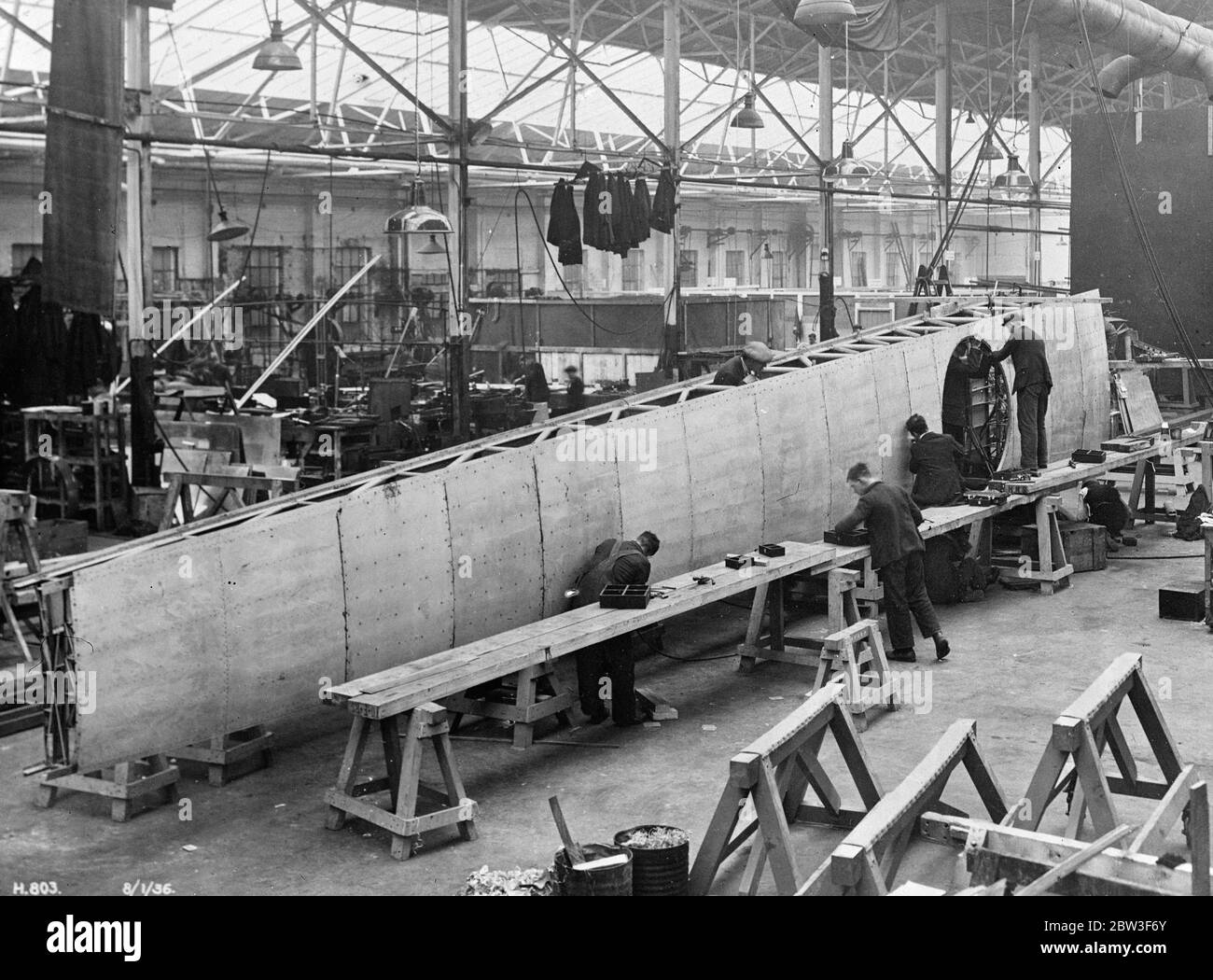 The fuselage of a Short Transatlantic plane in the factory Stock Photo ...