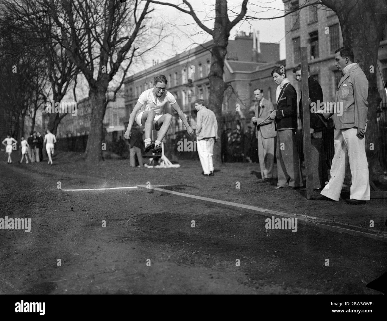 Long jump winner at Westminster school sports . Hiscox winning the long ...