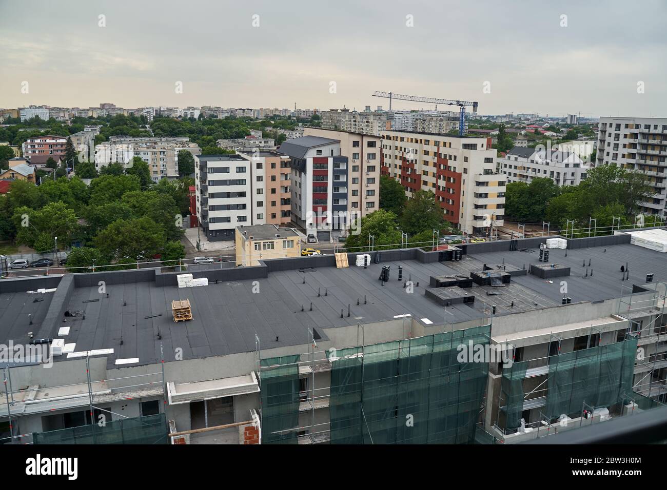 Aerial view of urban area with city blocks in development Stock Photo ...