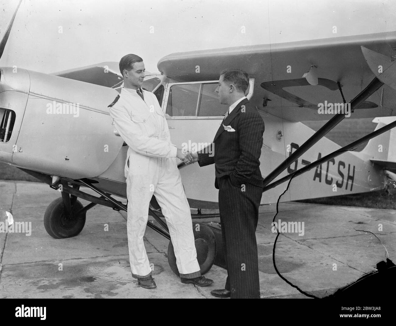 Airman starts mystery flight to Africa . Mr Roland J Falk with his ...