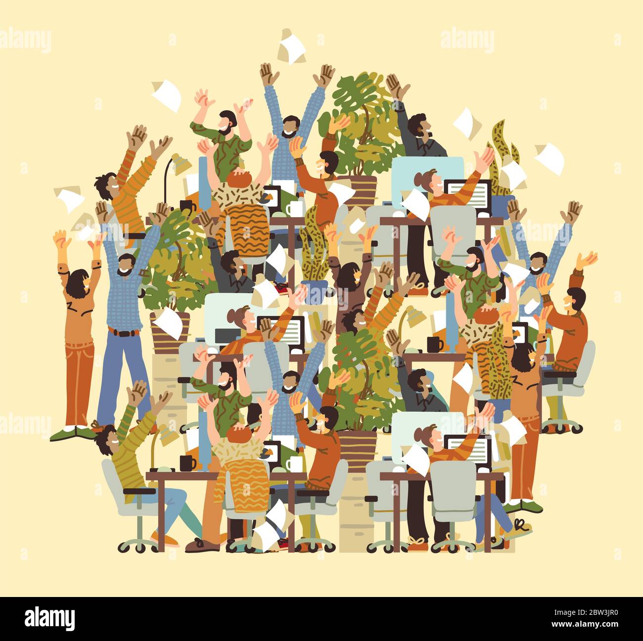 Office teamwork celebration working Stock Vector Images - Alamy