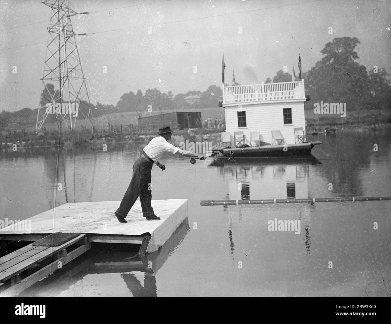 Mr Drew Barr , the Irish champion casting in the trout distance event ...