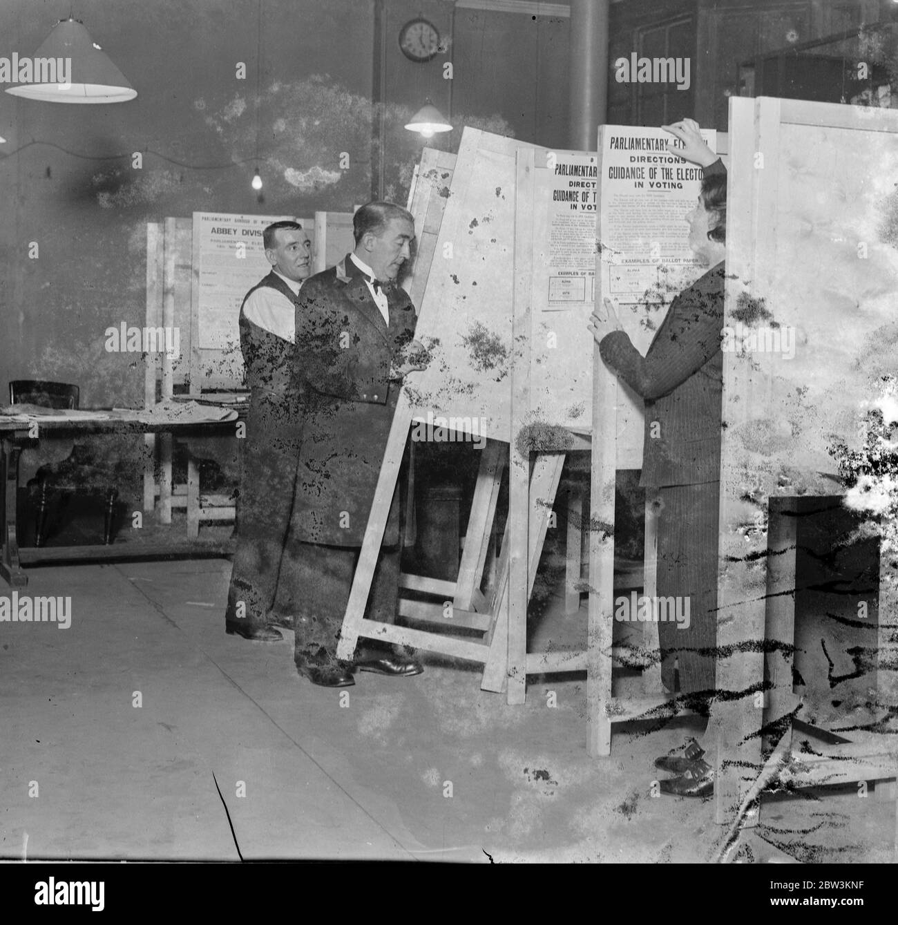 Polling booths are being erected at the Westminster City Hall , Charing ...