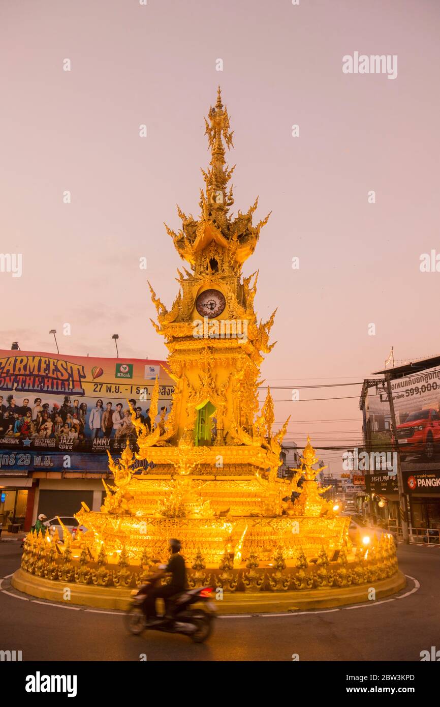 the clock tower in the city of Chiang Rai in North Thailand. Thailand ...