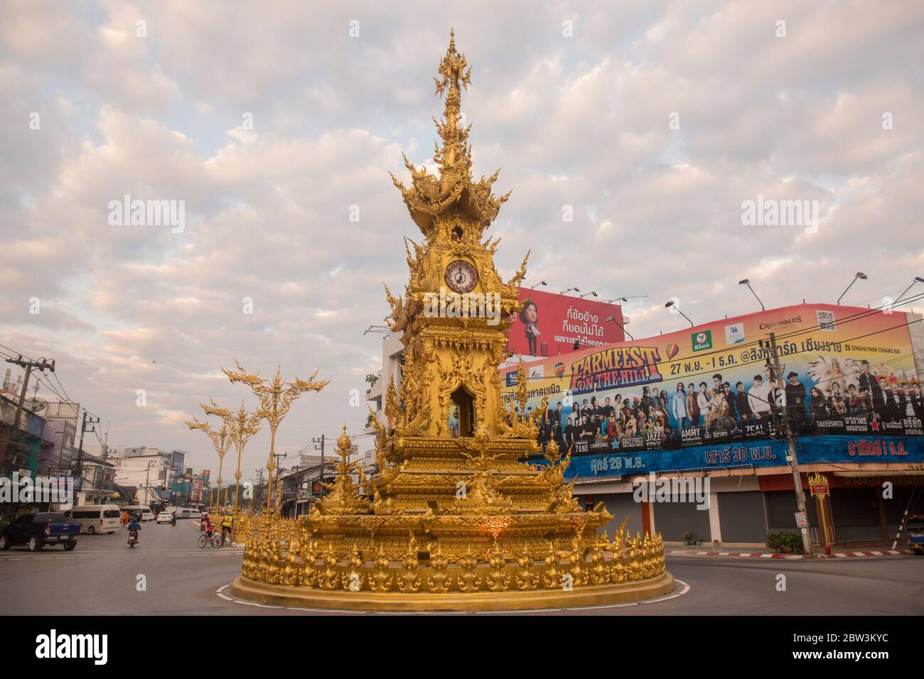 the clock tower in the city of Chiang Rai in North Thailand. Thailand ...