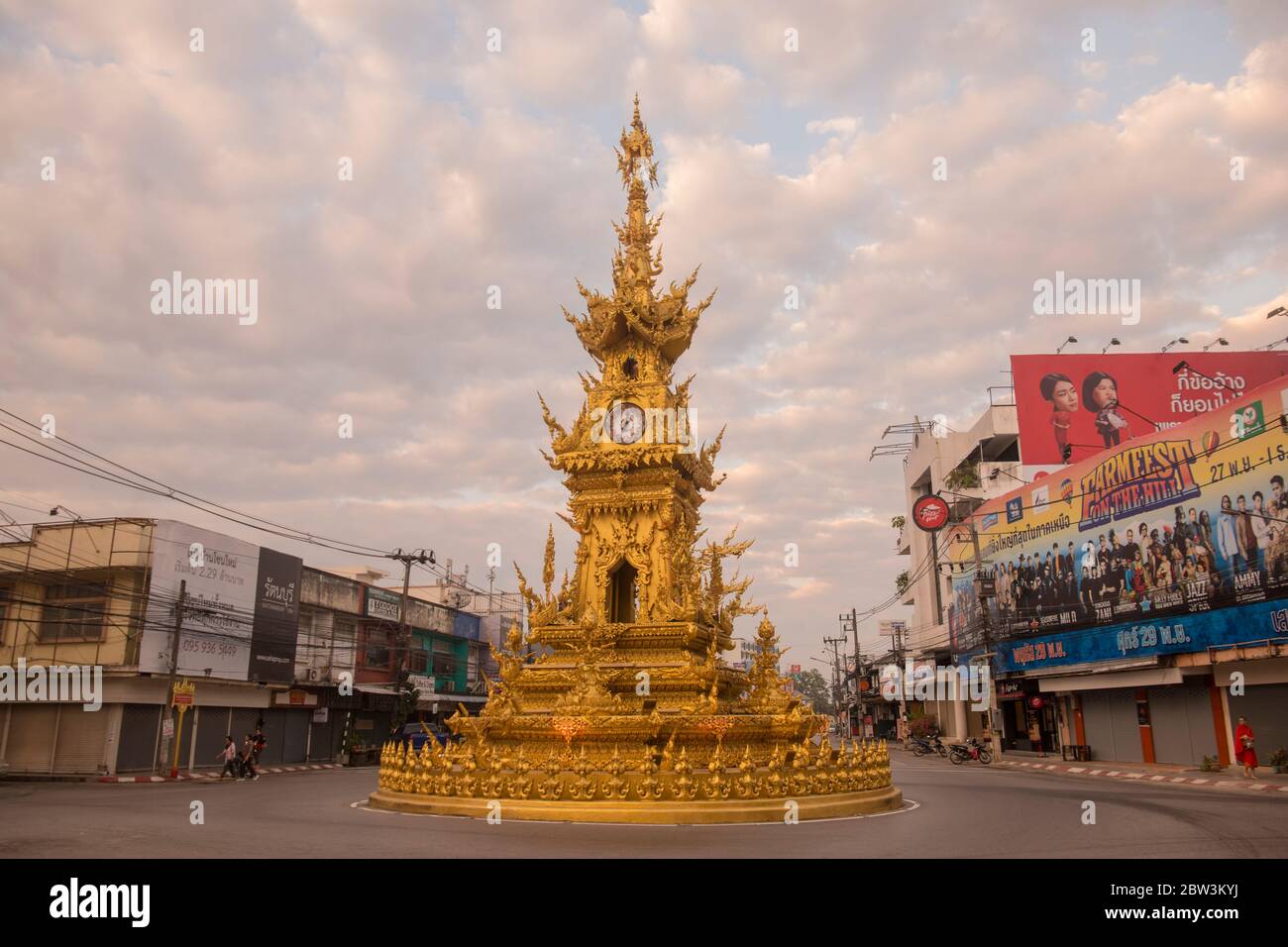 the clock tower in the city of Chiang Rai in North Thailand. Thailand ...