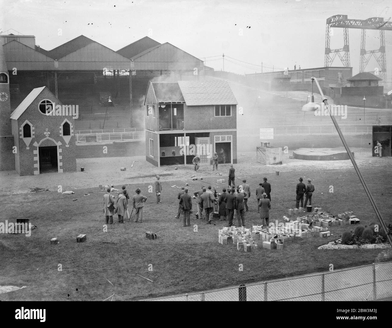 A bomb that puts out fires demonstrated at Clapton Stadium . The ...