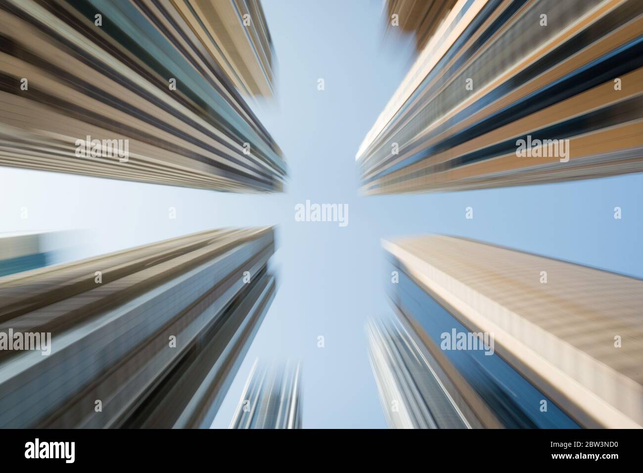 Blurry look at skyscrapers from below Stock Photo - Alamy