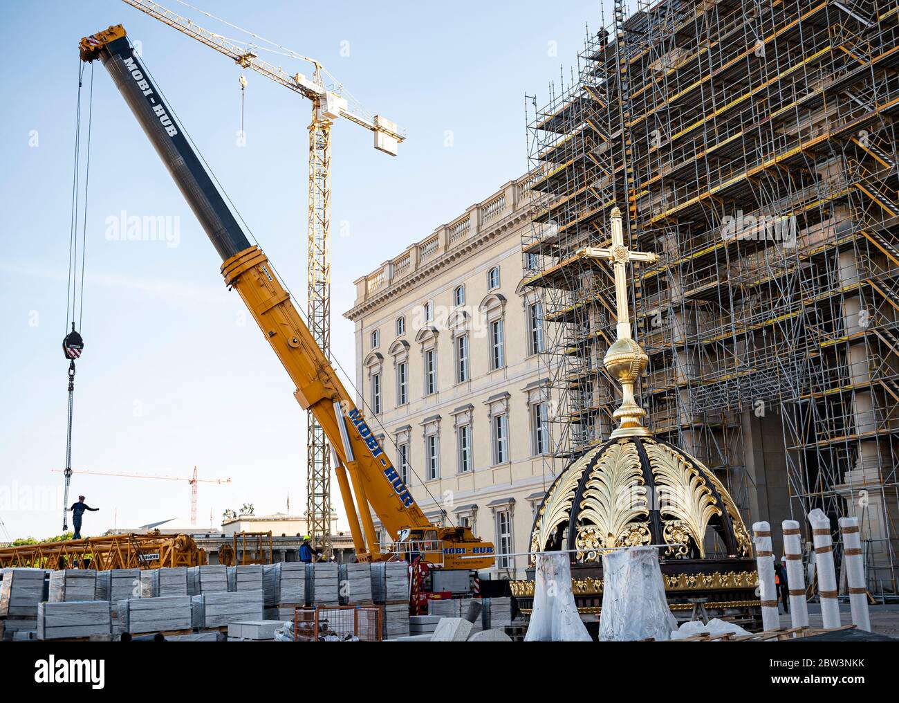 Berlin, Germany. 29th May, 2020. A cross is to be placed on top of the ...