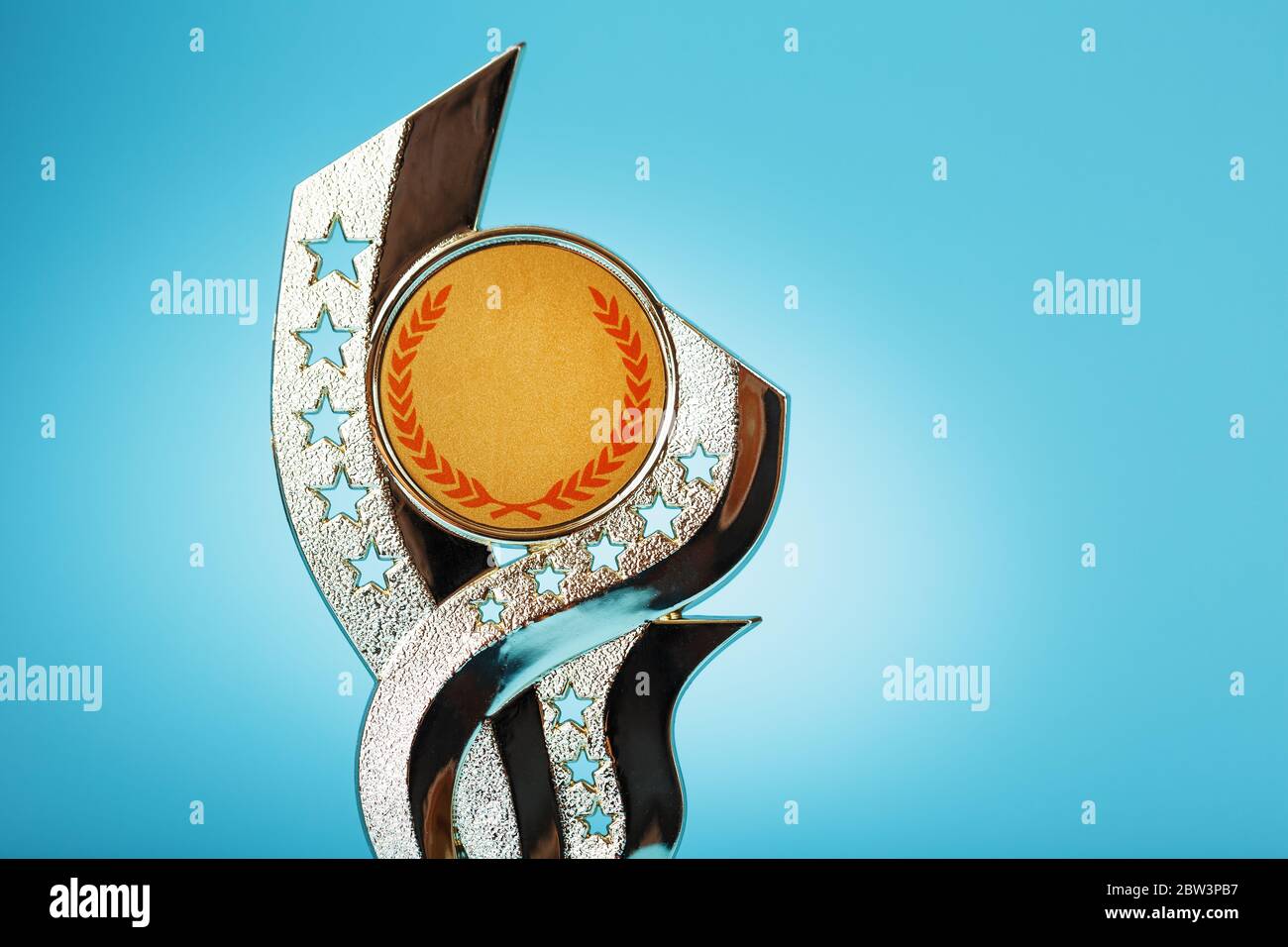 Gold Prize on a blue background on a blue background. Isolate free ...