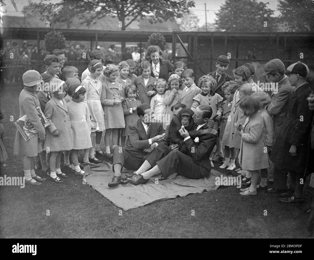 Claude Hulbert and Bobby Howes With Jackie , Pets ' Corner Chimp ...