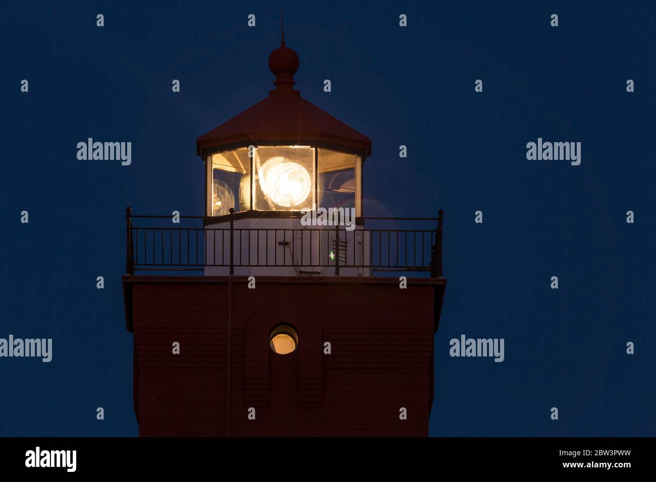 Two Harbors Lighthouse At Night Stock Photo - Alamy
