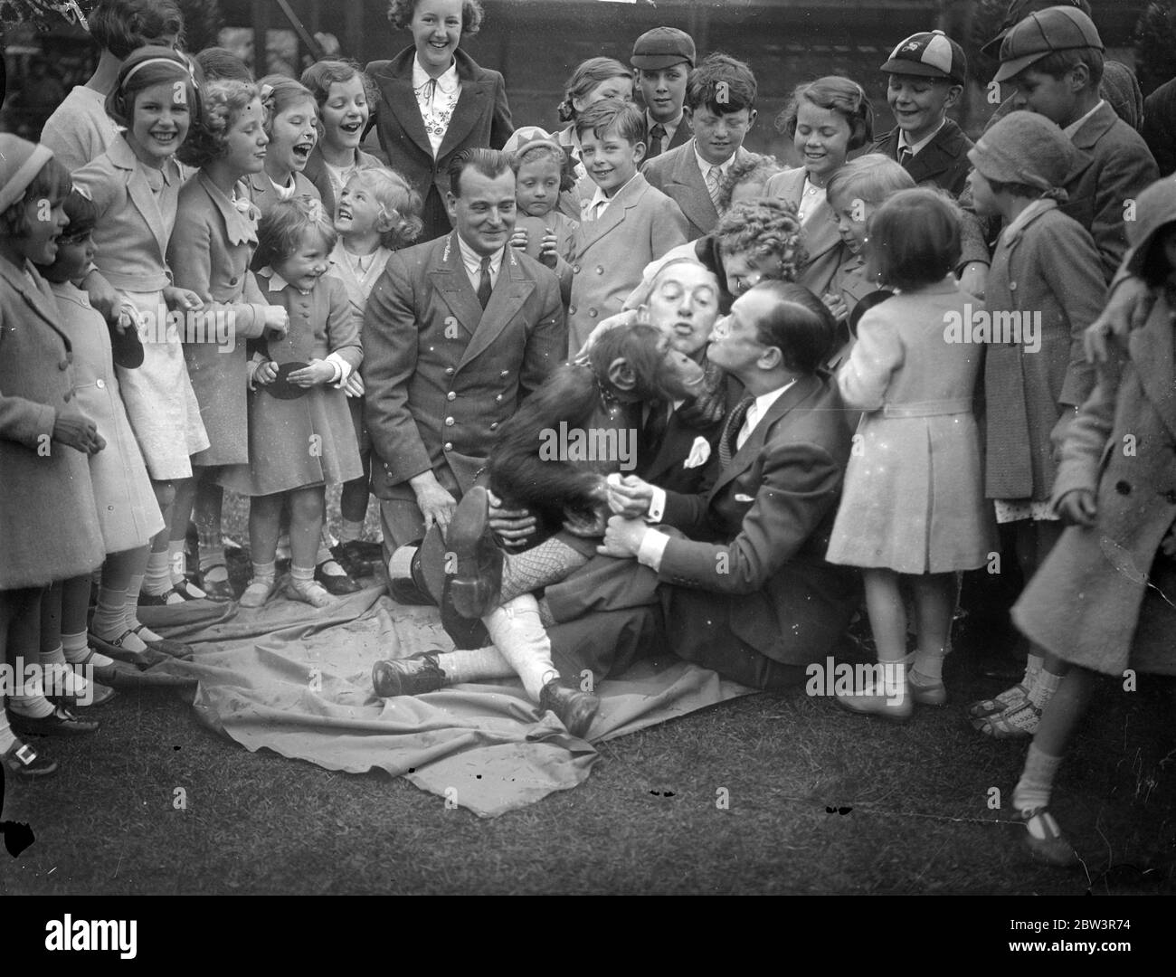 Claude Hulbert and Bobby Howes With Jackie , Pets ' Corner Chimp ...