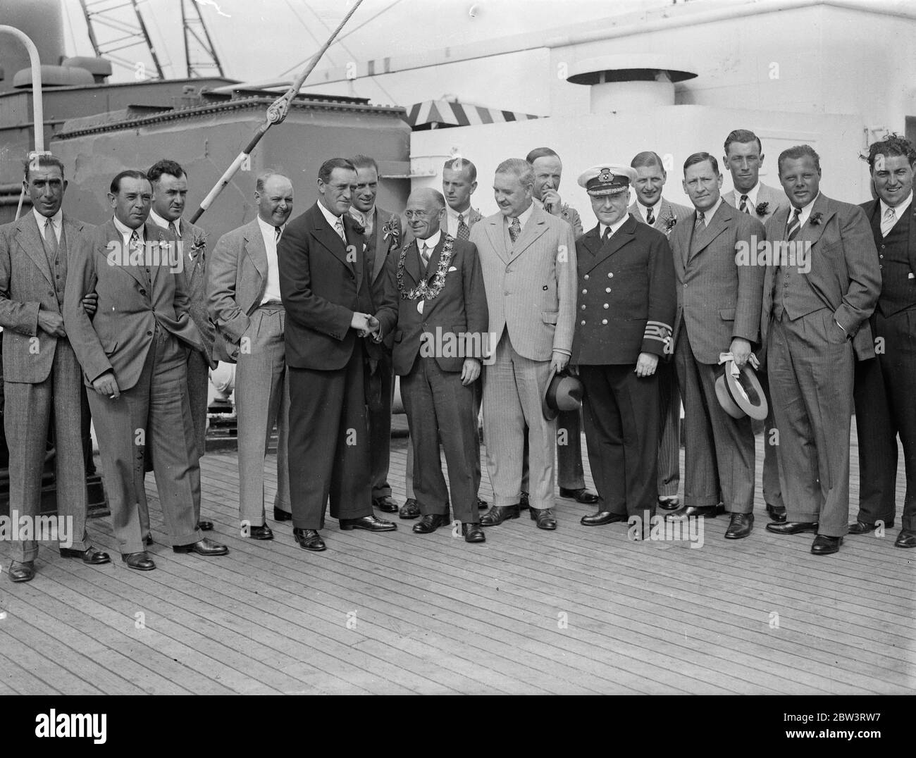 Captain A Rothwell of Empress of Australia ( in uniform ) at ...