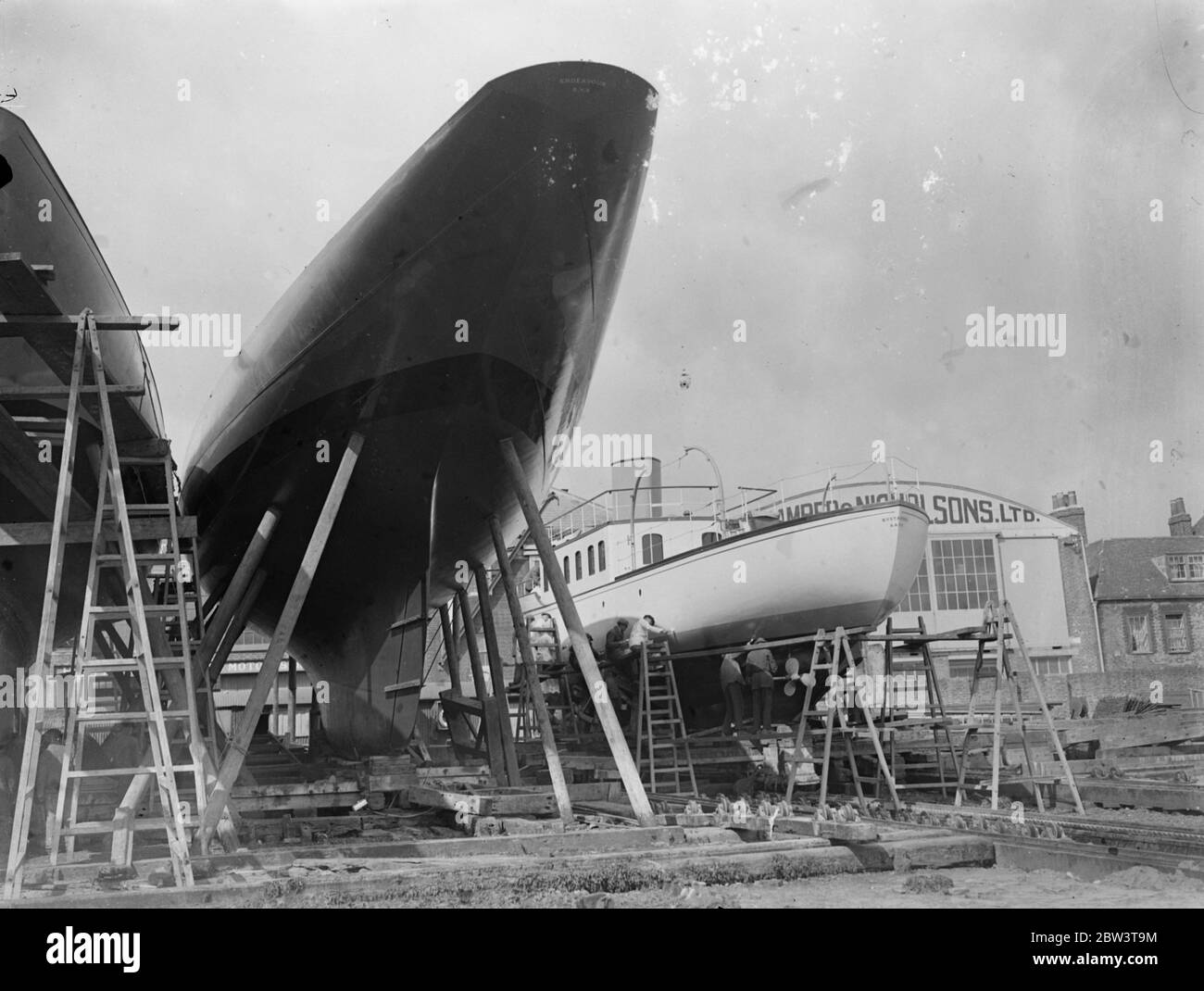 Famous racing yachts being made ready for the new season . Several ...