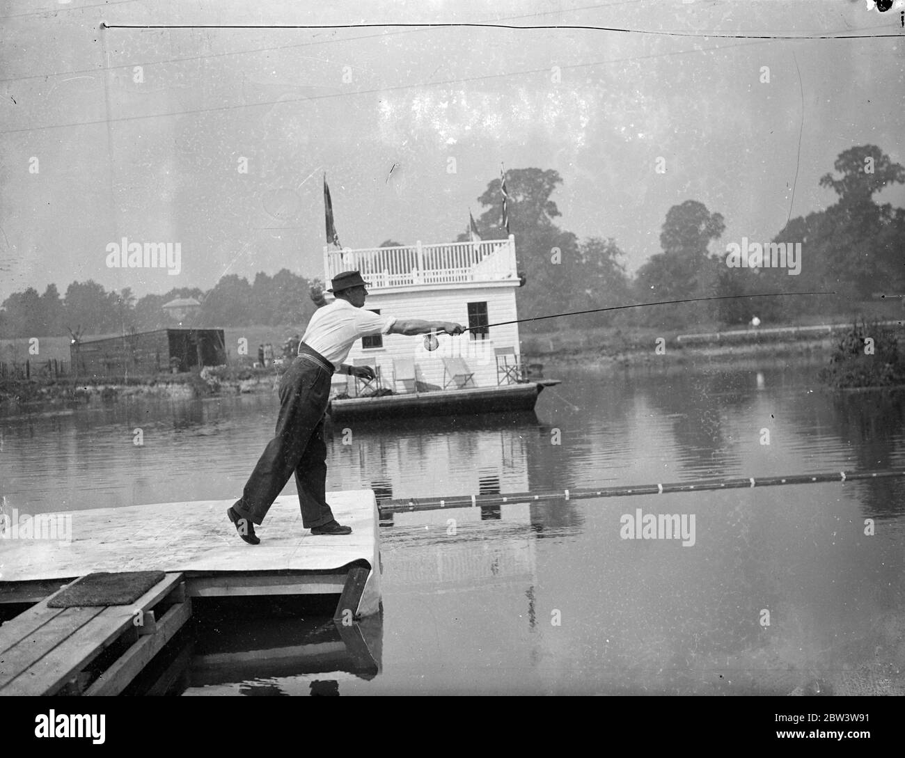 Mr Drew Barr , the Irish champion casting in the trout distance event ...