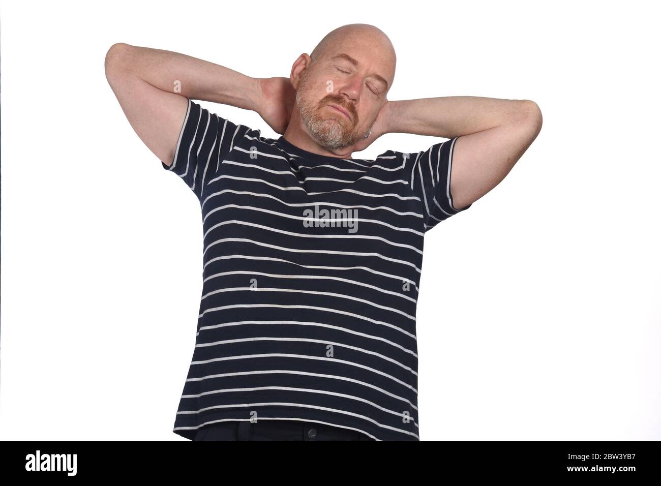 portrait of a man sleeping on white background Stock Photo - Alamy
