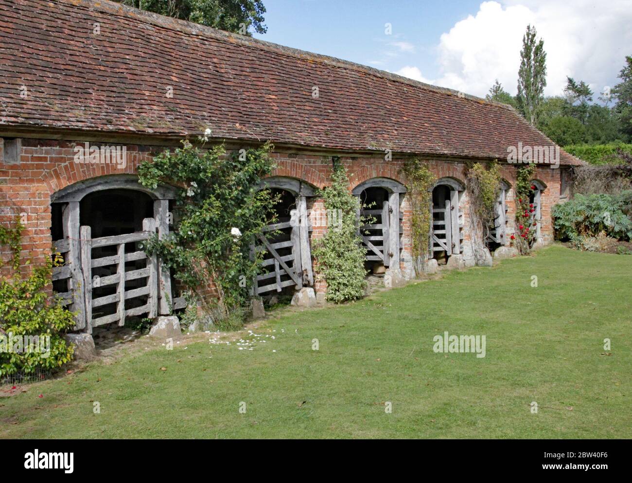 View of the outside of a renovated stable block at an English country ...