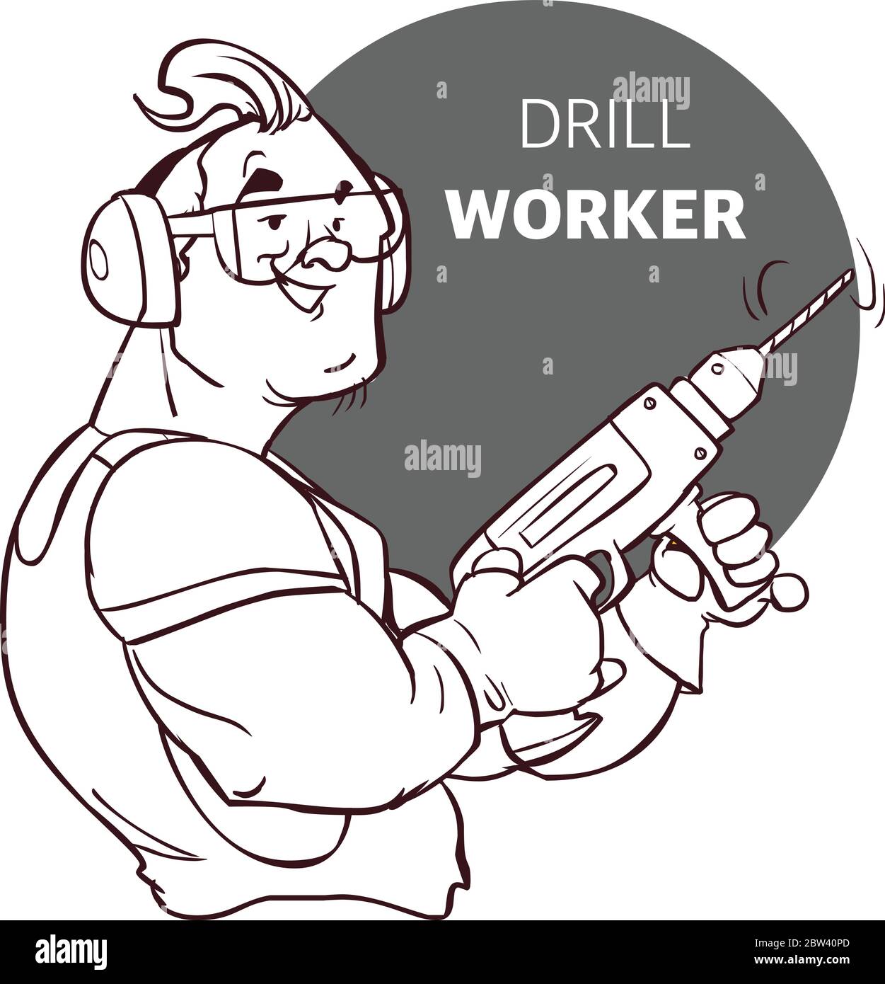 Muscular construction worker with drill vector image Stock Vector Image ...