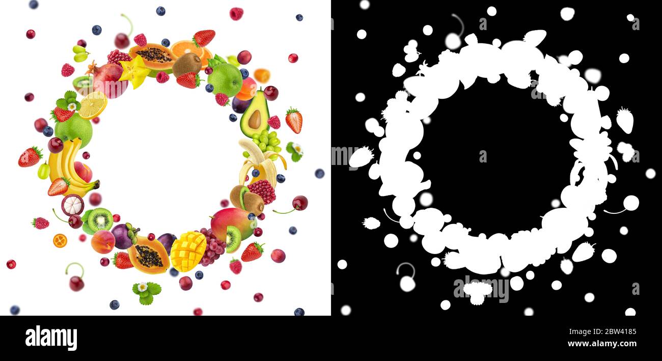 Frame of fruits and berries with alpha channel Stock Photo - Alamy