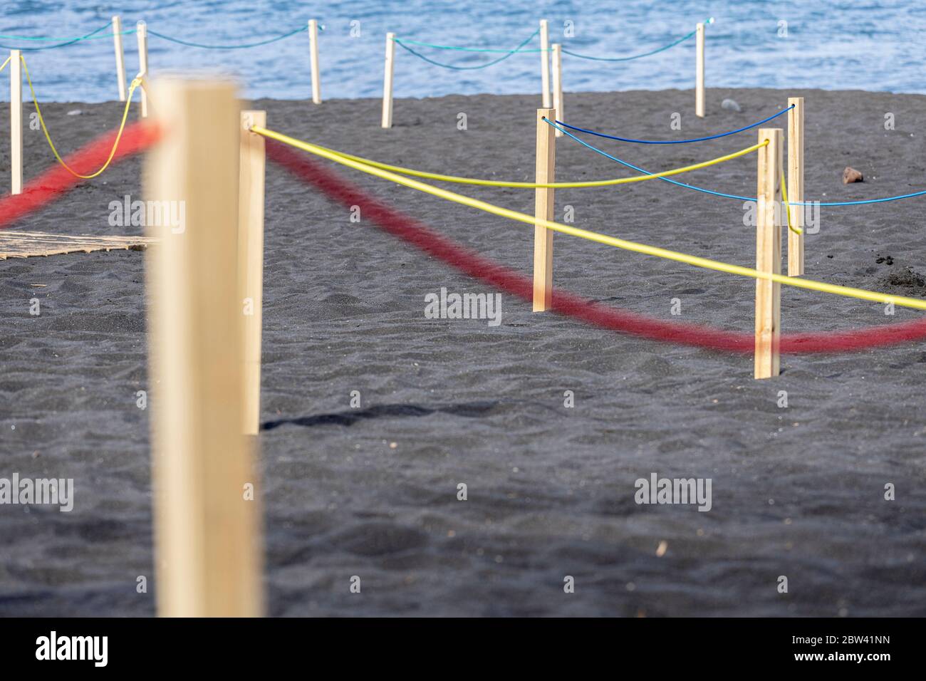 Beach sectioned into areas to seperate people by two metres, social ...