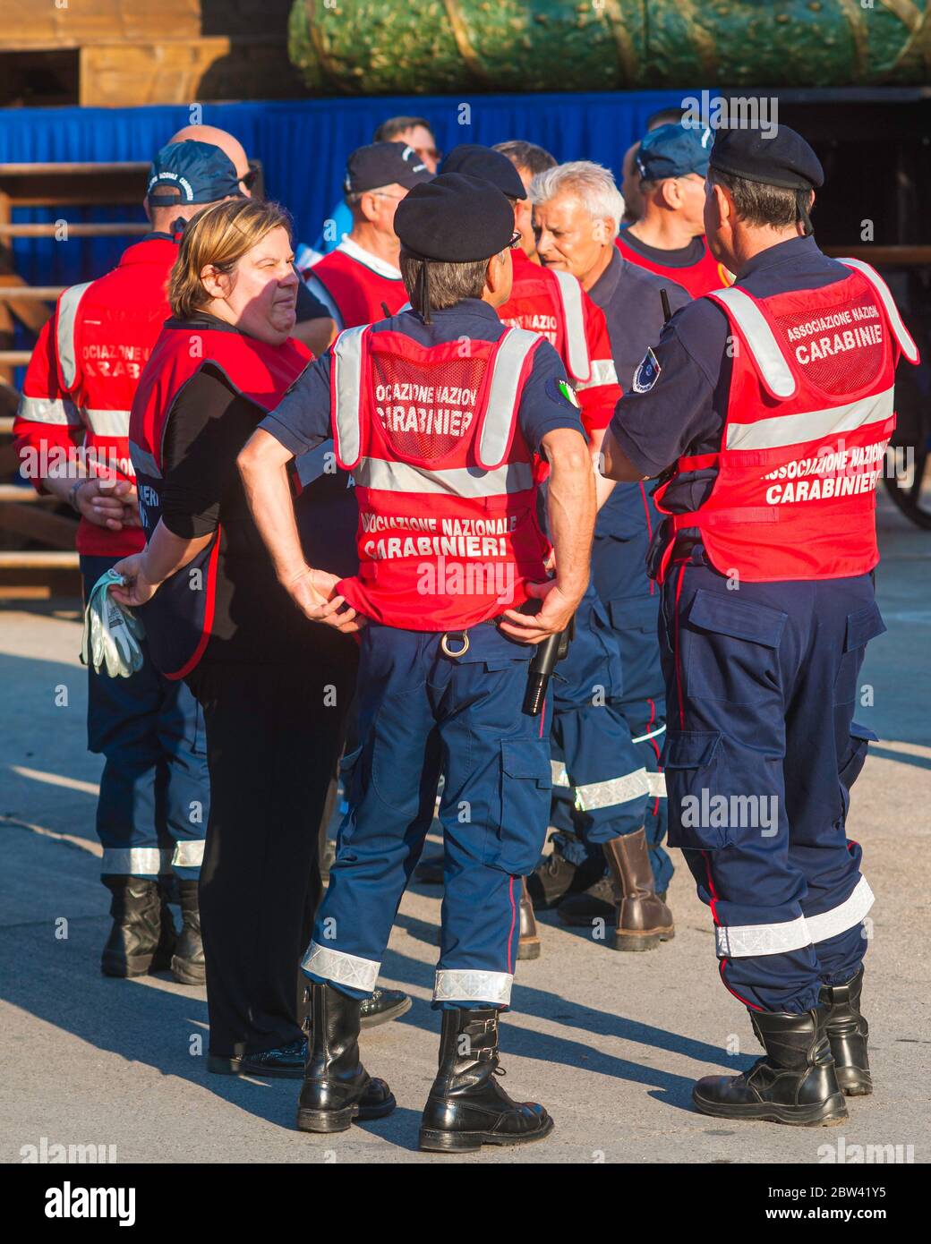 Terlizzi, Italy - 7 August 2016: group of volunteer security guards at ...