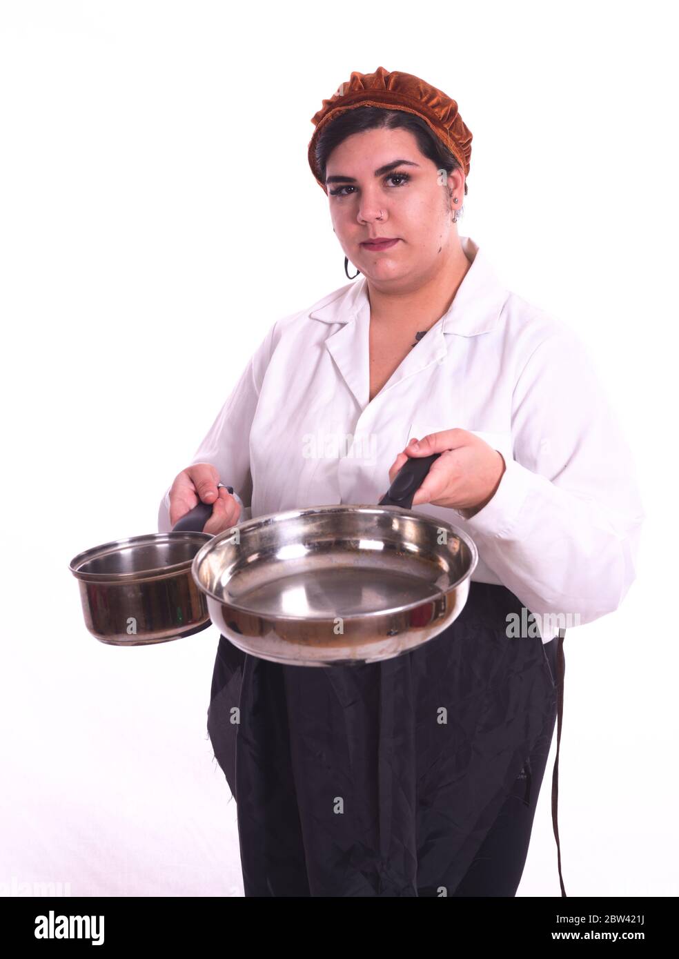 curvy chef girl prepairing food Stock Photo - Alamy