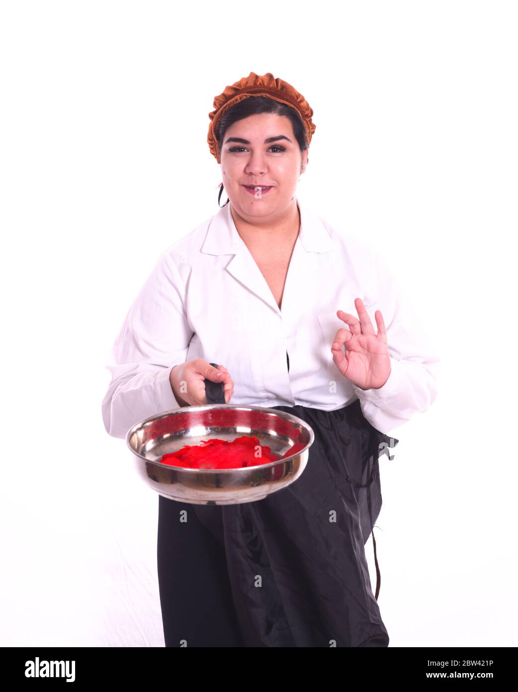 curvy chef girl prepairing food Stock Photo - Alamy