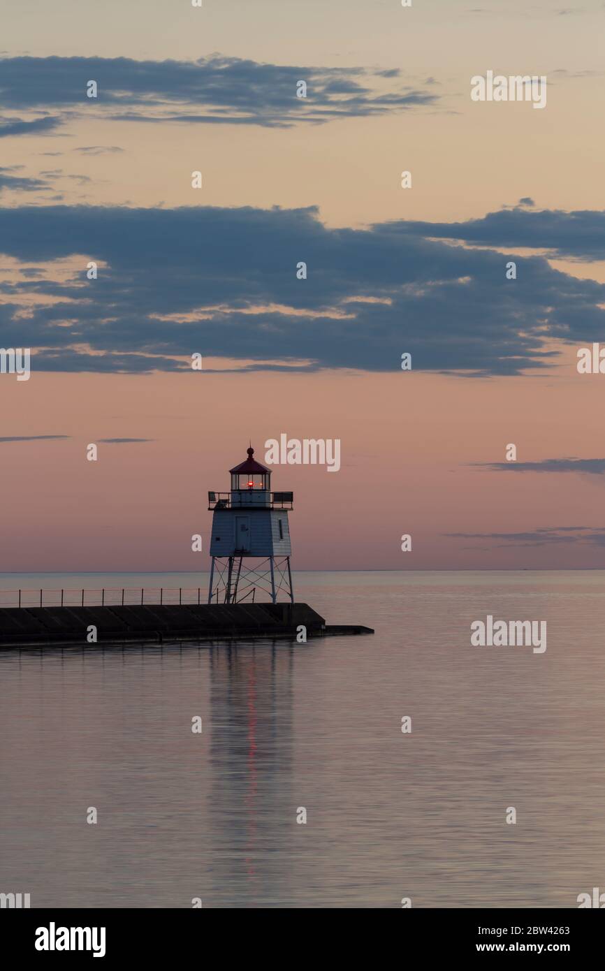 Two Harbors Breakwater Lighthouse On Lake Superior In The Evening Stock ...