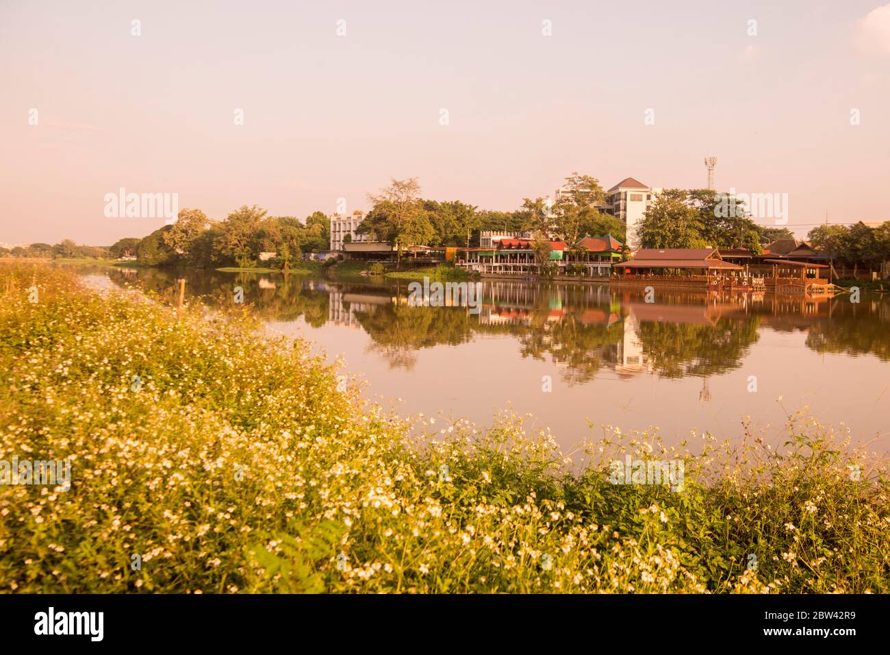 the Landscape at the Mae Nam Kok River in the city of Chiang Rai in ...