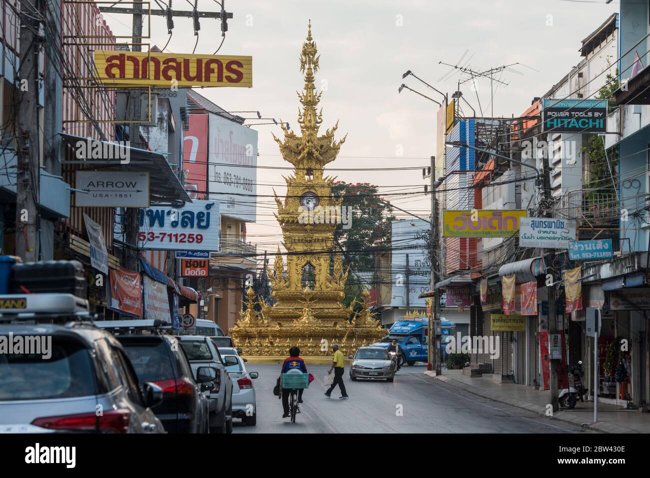 the clock tower in the city of Chiang Rai in North Thailand. Thailand ...