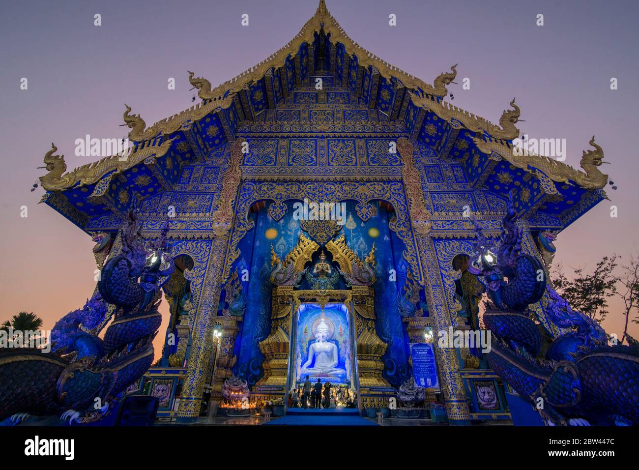 the Blue Temple or Wat Rong Suea Ten in the city of Chiang Rai in North ...