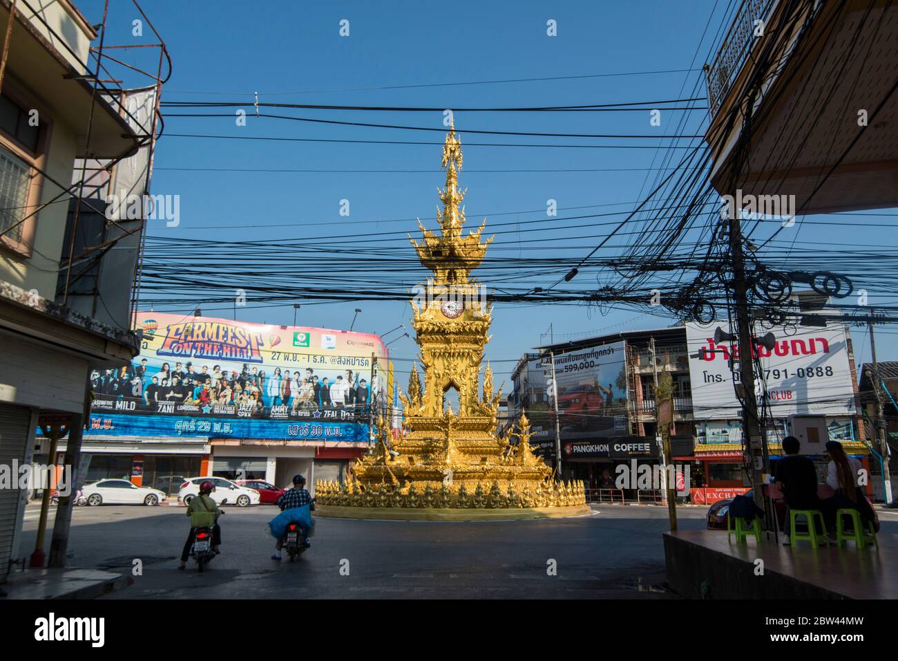 the clock tower in the city of Chiang Rai in North Thailand. Thailand ...