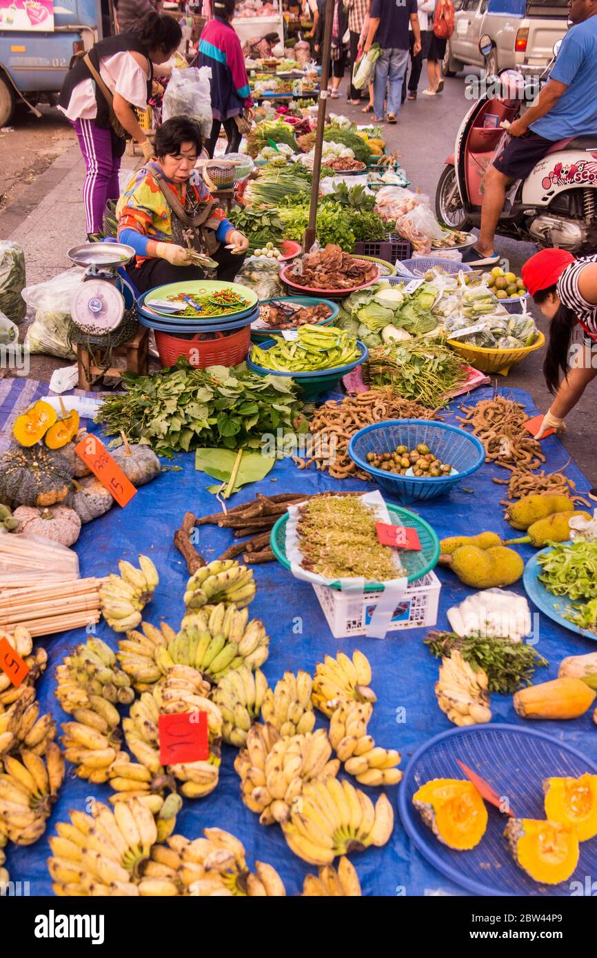vegetable and fruits at the central Market in the city of Chiang Rai in ...
