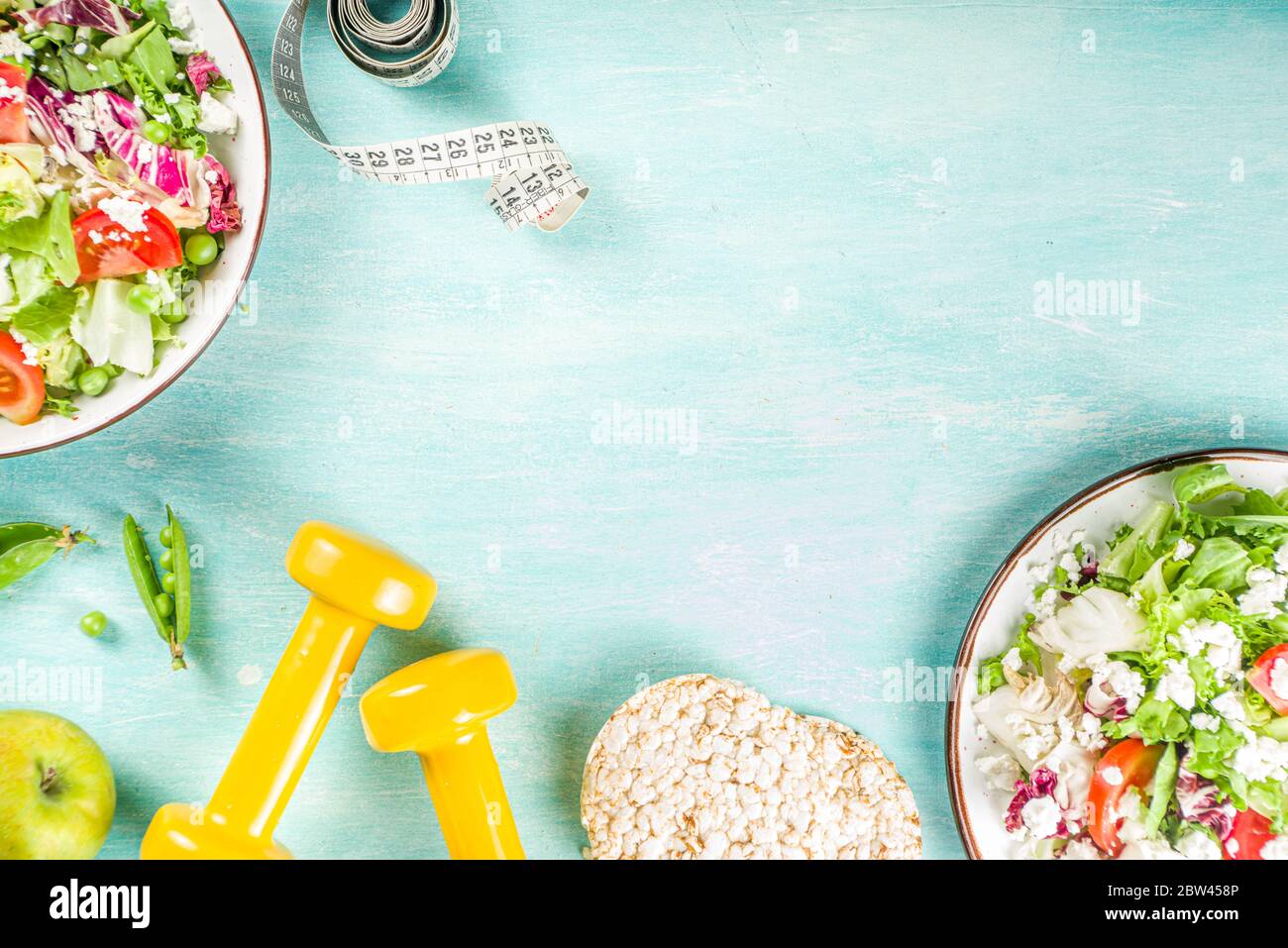 Healthy eating, slimming. dieting and weigh loss concept background ...
