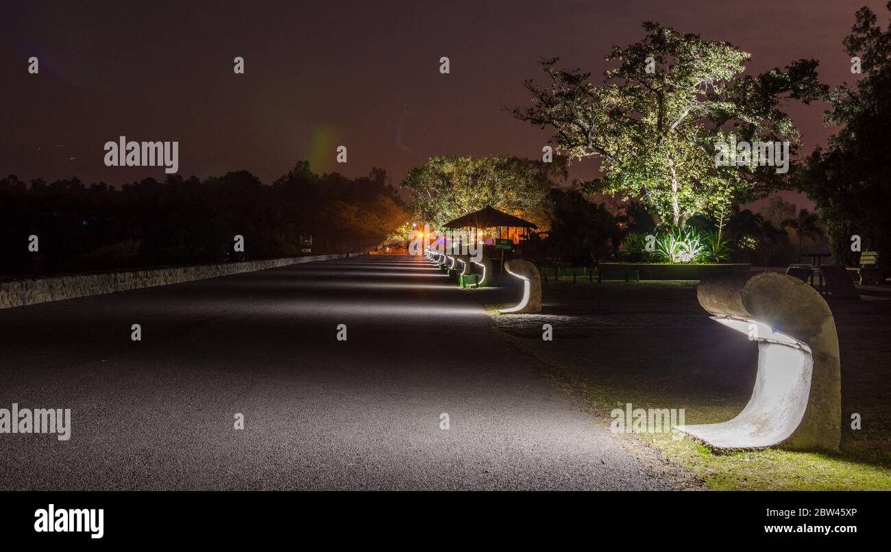 Path with Light at Night Stock Photo - Alamy