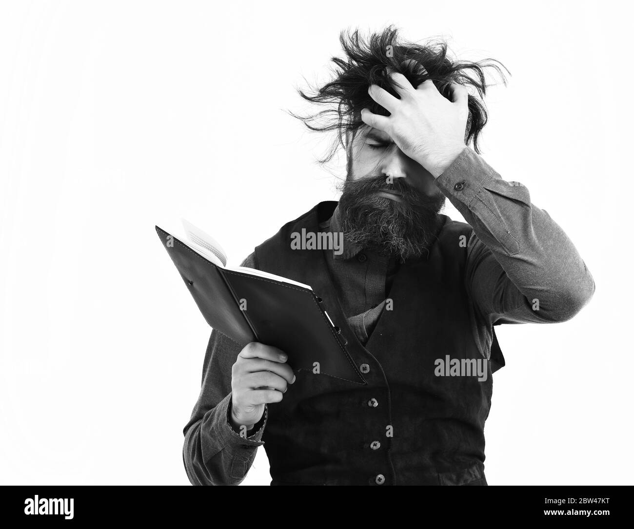 bearded man, long beard, brutal caucasian hipster with moustache ...
