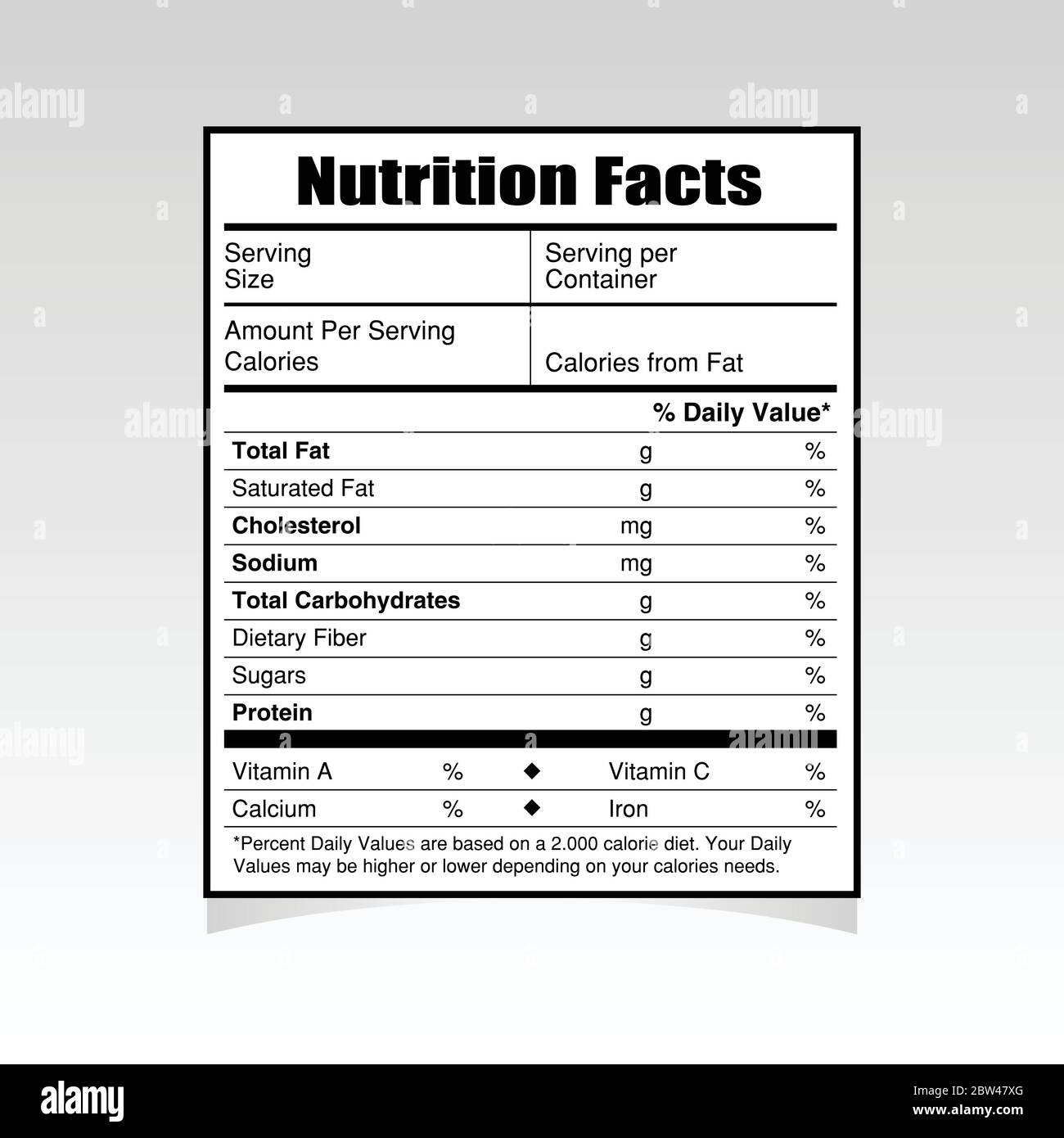 nutrition facts paper value illustration Stock Vector Image & Art - Alamy