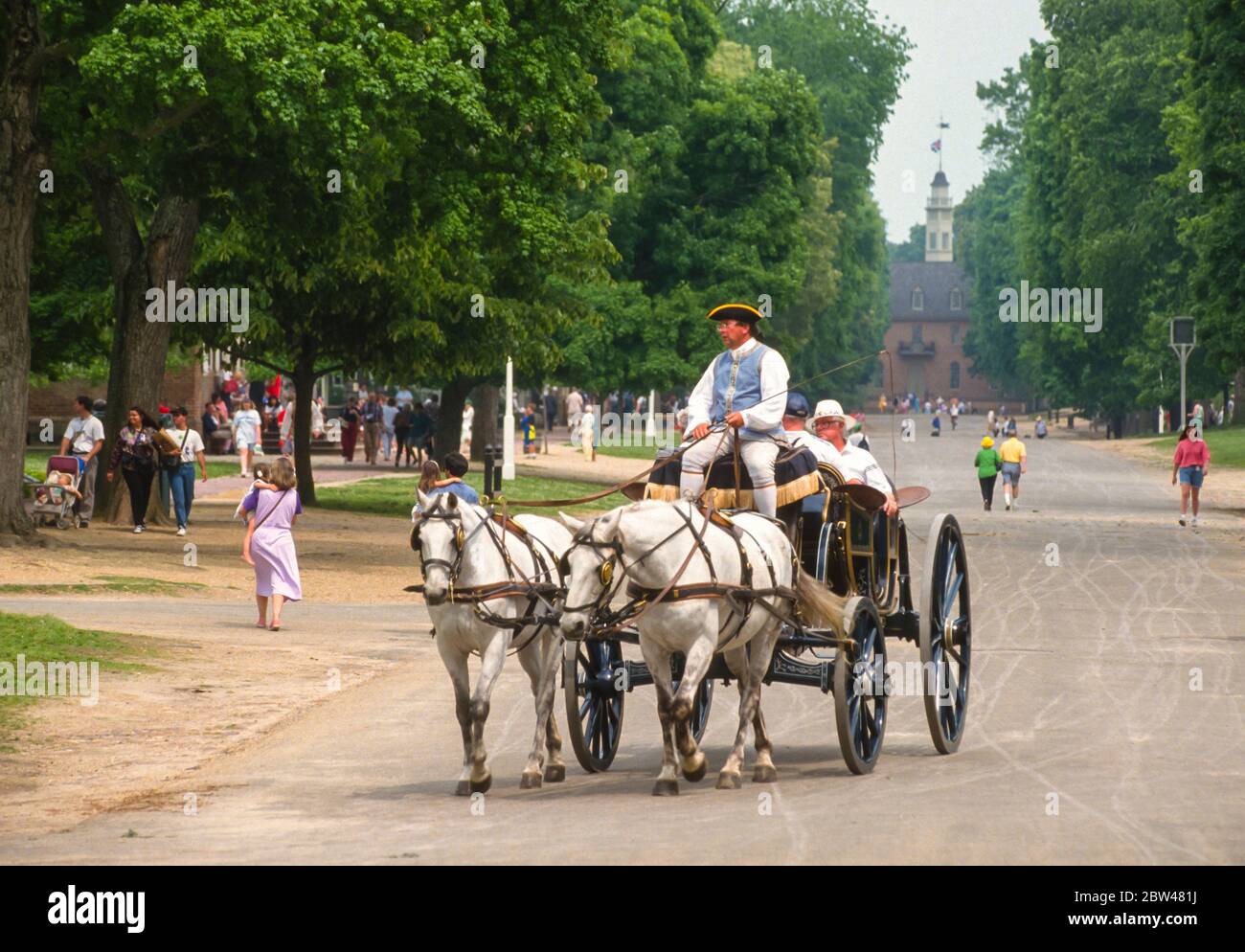 WILLIAMSBURG, VIRGINIA, USA, MAY 1993 - Horse-drawn carriage at ...