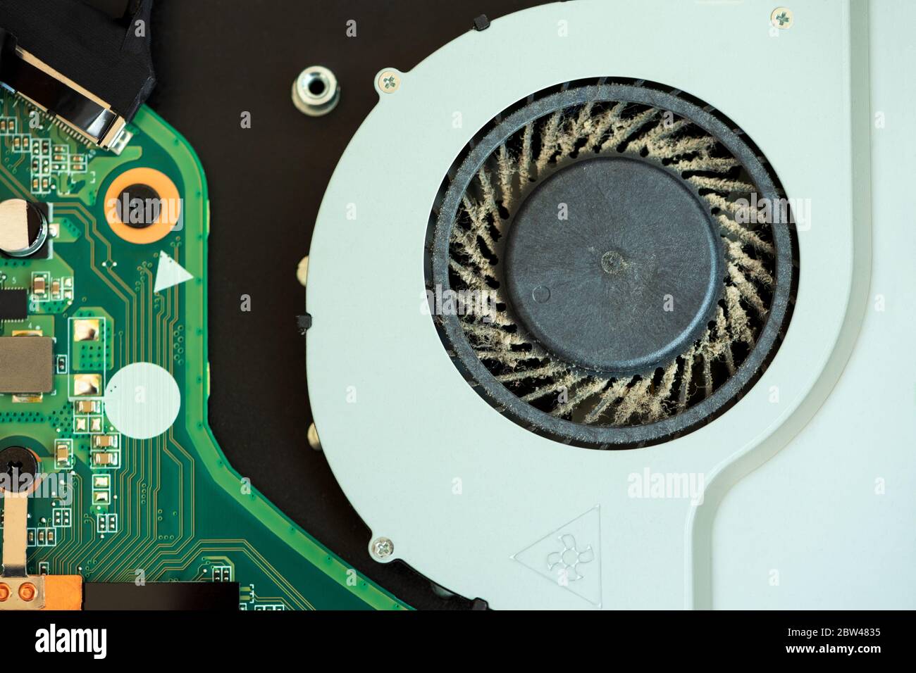 Dust processor cooler inside laptop Stock Photo - Alamy