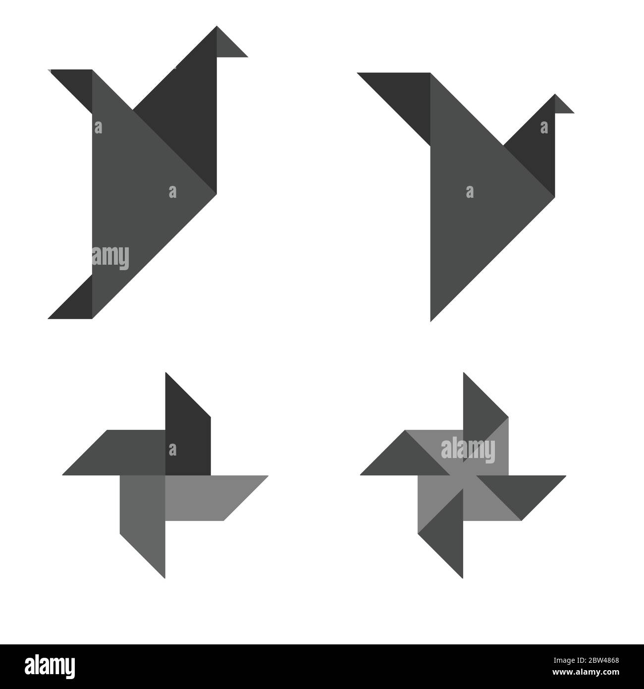 origami set illustration in grey Stock Vector Image & Art - Alamy