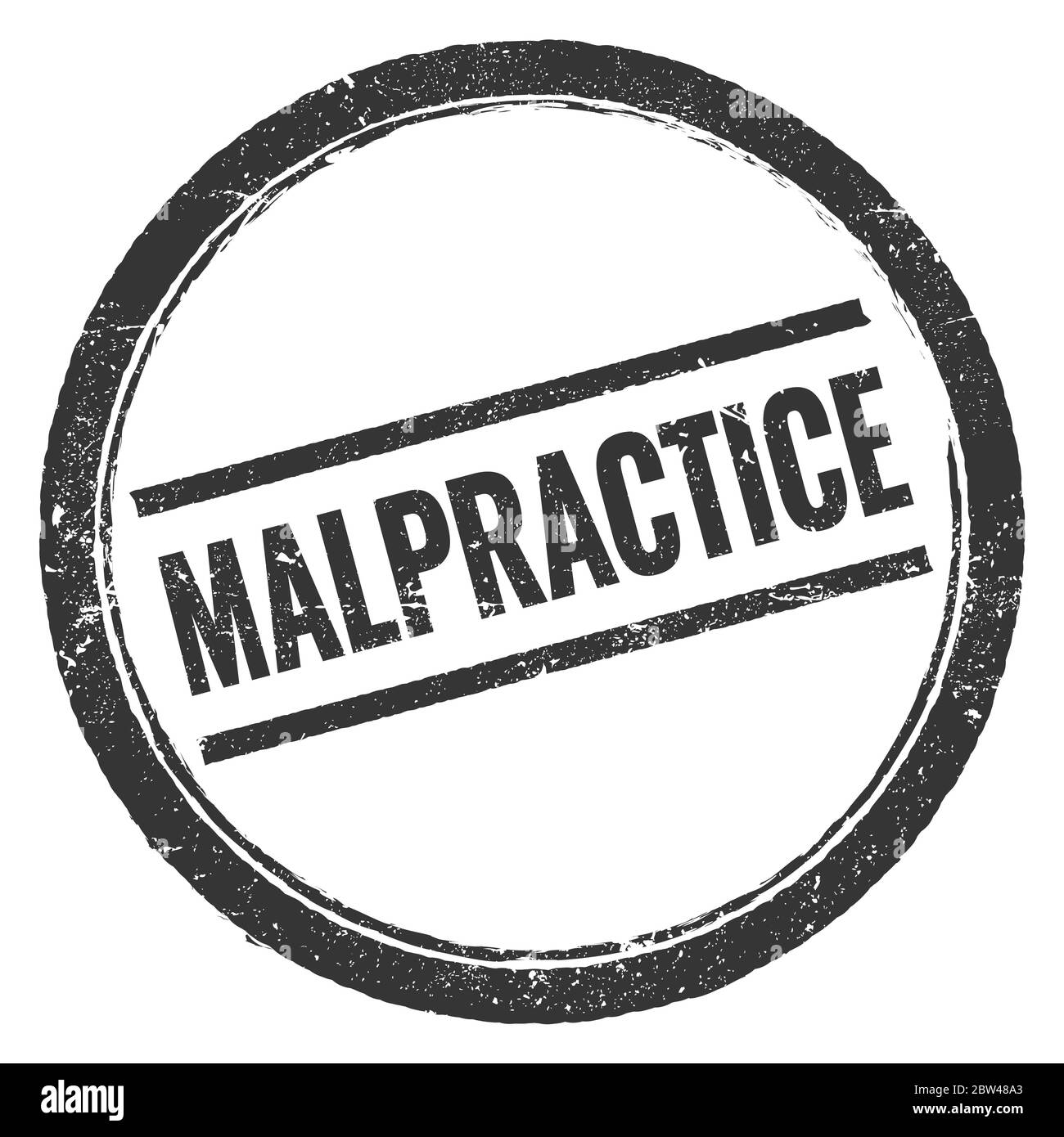 MALPRACTICE black grungy round stamp sign Stock Photo - Alamy