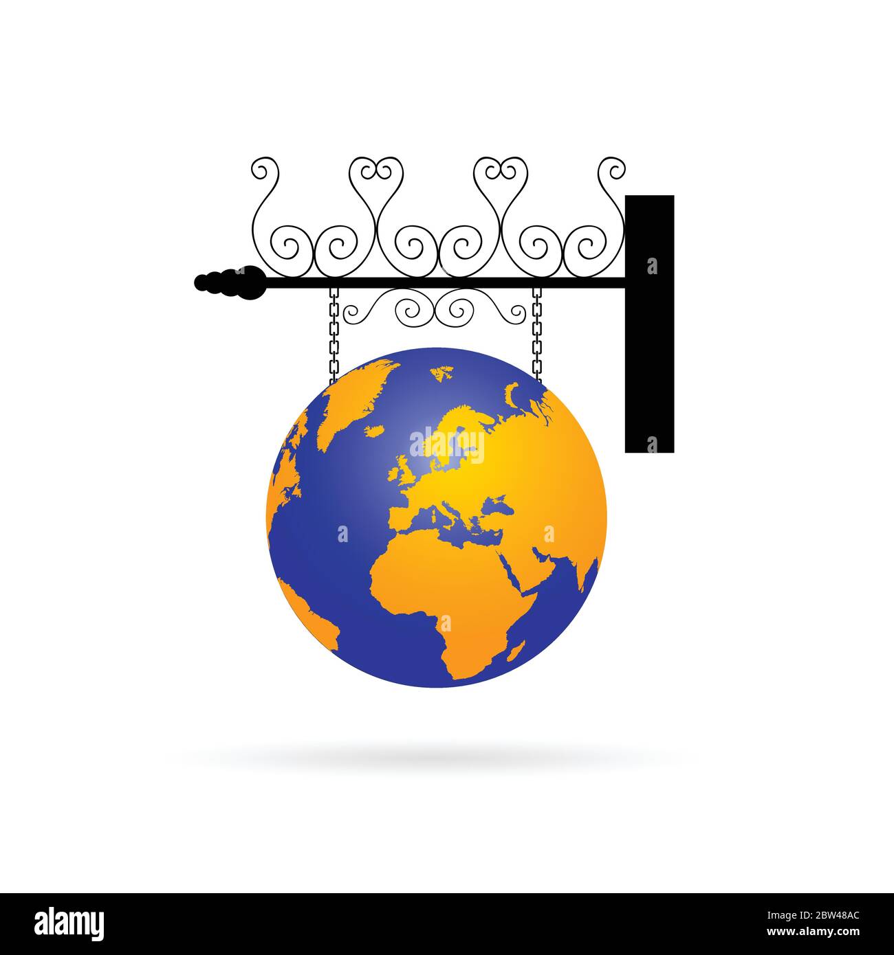 planet earth on chain illustration in colorful Stock Vector Image & Art ...