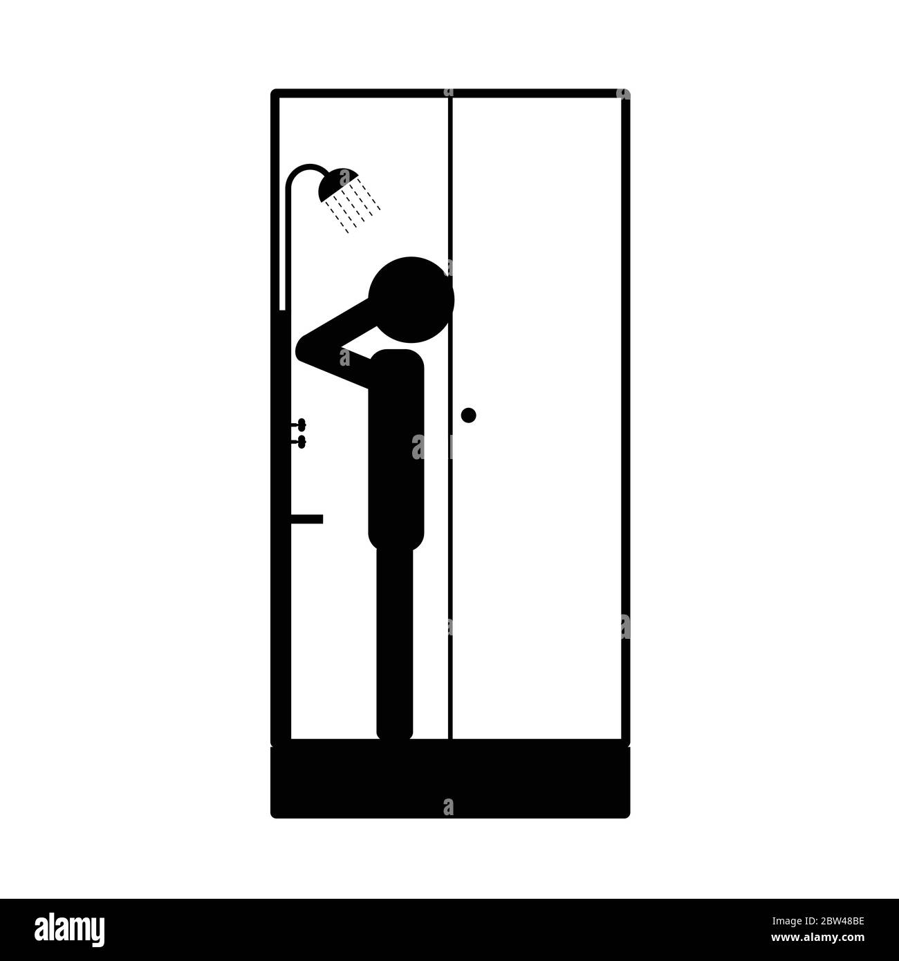 shower head with man black illustration Stock Vector Image & Art - Alamy