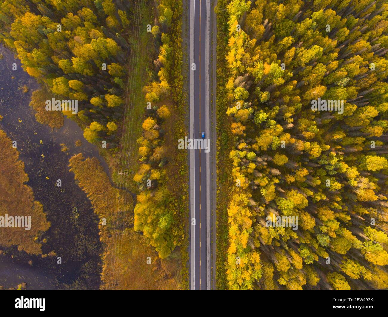 Alaska Route 3 aka George Parks Highway and Alaska landscape top view ...